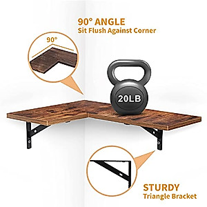 LIANTRAL Corner Floating Shelves, Set of 4 Wall Shelves, Wood Display Storage Shelves for Wall Decor, Bathroom, Kitchen, Bedroom, Living Room, Office