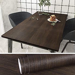VEELIKE 15.7''x118'' Dark Wood Wallpaper Peel and Stick Removable Waterproof Wood Grain Contact Paper Self Adhesive Decorative Wood Vinyl Wrap for Cabinets Countertops Furniture Shelves Drawer Liners