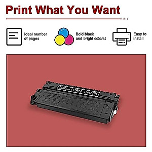 High Yield E40 Black Toner Cartridge (1491A002AA): NUC Compatible Cartridge E40 CRG-E40 Toner Replacement for Canon E40 Toner Cartridge PC 320 530 720 770 920 950 Printer - 1 Pack