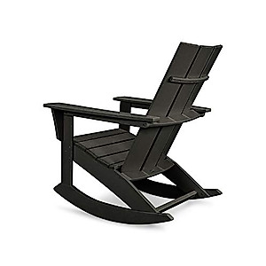 POLYWOOD MNR10BL Modern Adirondack Rocker, Black