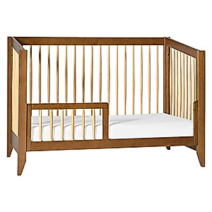 Babyletto Sprout 4-in-1 Convertible Crib with Toddler Bed Conversion Kit in Chestnut and Natural, Greenguard Gold Certified