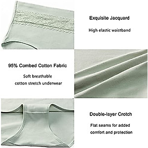 HAVVIS Women's Briefs Underwear Cotton High Waist Tummy Control Panties Rose Jacquard Ladies Panty Multipack (Brief 05-8 Pack - Assorted Colors, Medium)