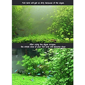 Katfort Aquariums Glass Scraper, 25.6inch/65cm Fish Tank Algae Scraper, Aquarium Scraper for Glass Tanks, Stainless Steel Cleaning Tool Kit with 10 Blades, Razor Scraper for Glass Aquarium