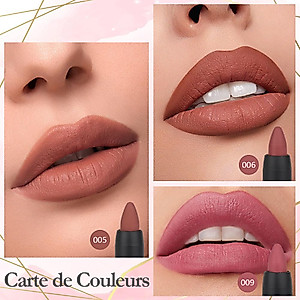 evpct 3Pcs Nude Beige Matte Lip Liner Crayon Pencil and Lipstick Set Chestnut Brown Mauve Thick Matte 24 Hour Long Lasting Waterproof Lipstick 5&6&9