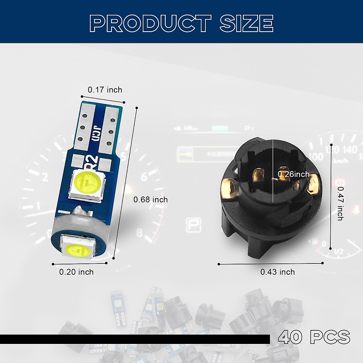 QUICTO Led Bulb Dash Lights Super Bright, T5 37 74 LED Bulb with Twist Lock Socket PC74 PC37, for Car Bulb Air Conditioning Light Clock Light (White)