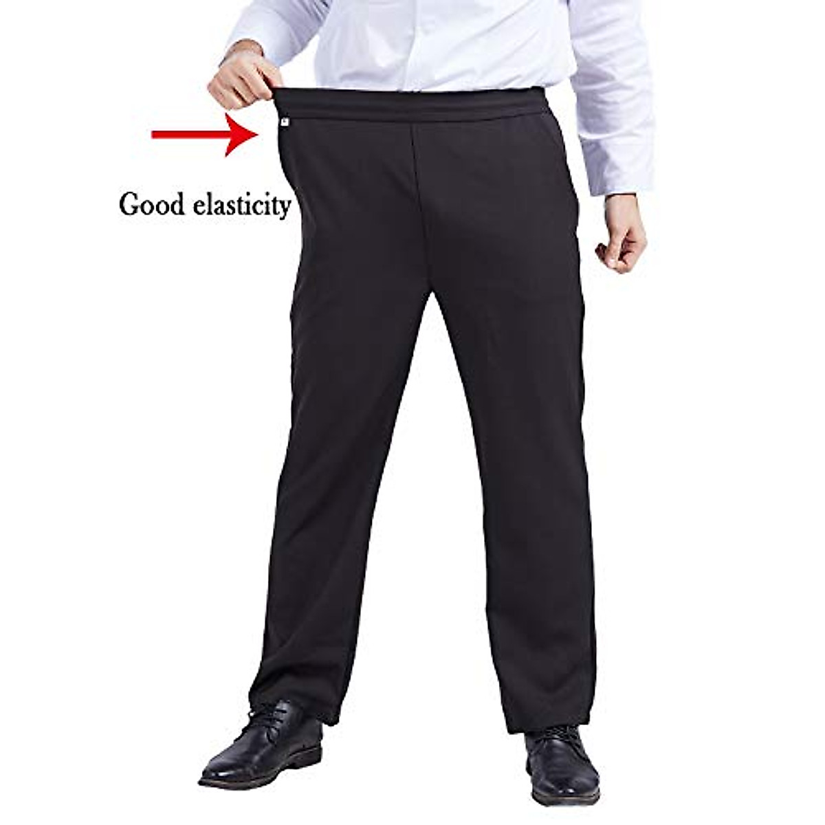 Nanxson Men's Baggy Chef Pants Restaurant Work Pants Elastic Waist with Pockets CFM2012 Black