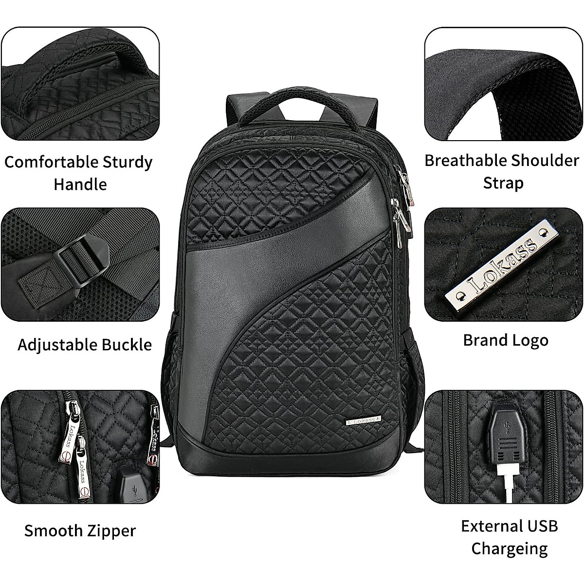 BAGNN 15.6'' Laptop Backpack for Men & Women, Birthday Gifts College Backpack with USB Charging Port, Carry on Backpack for Airplanes