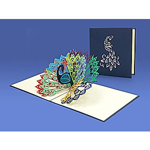 CUTPOPUP Mother's Day Card Pop Up, Birthday 3D Greeting Card (Peacock)