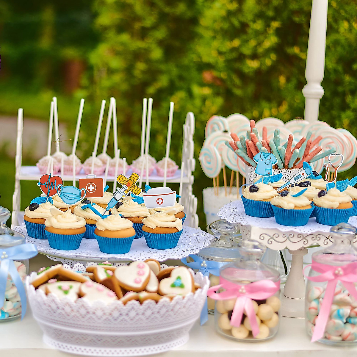 Gyufise 36Pcs Nurse Cupcake Toppers Nursing School Graduation Cupcake Picks for Medical Rn Nurse Grad Themed Birthday Party Cake Decorations Supplies