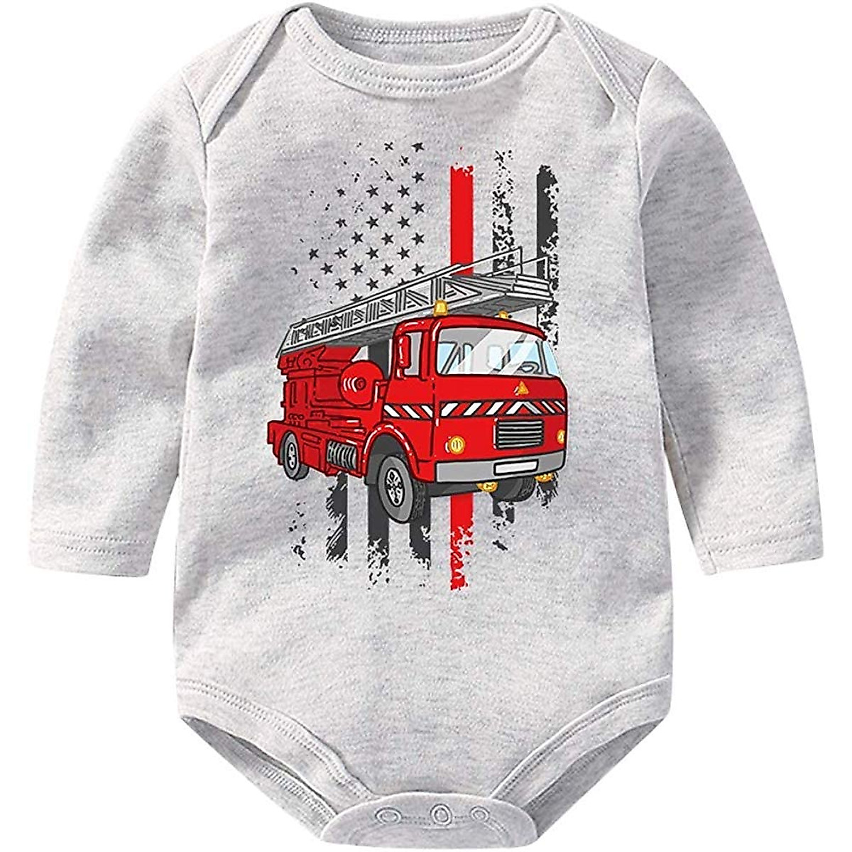 Yeavomeny Thin Red-Line Fire Truck Firefighter Infant s Long Sleeve Playsuit Outfit