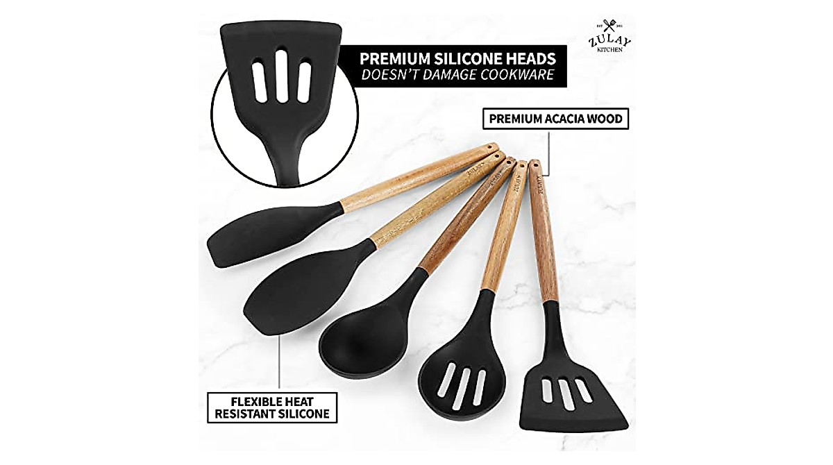 Zulay Kitchen Non-Stick Silicone Utensils Set - 5 Pieces