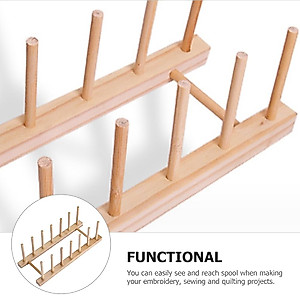 NUOBESTY Sewing Storage Rack Embroidery Thread Rack Thread Spool Rack Thread Storage Rack Thread Spinner Organizer Crochet Yarn Ball Holder Spool Holding Rack Horizontal Tool Wood