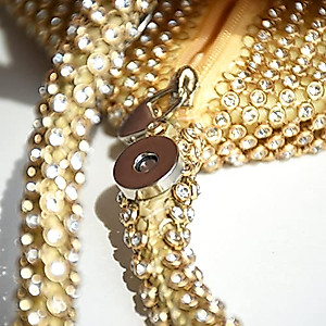 Women's Evening Bag Sparkly Rhinestone Purse Triangle Designer Wrist Clutch Purse for Party Prom Wedding Purse Gold