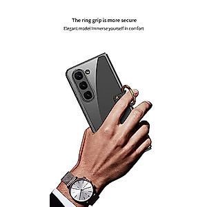 SHIEID Samsung Z Fold 5 Case with Ring, Galaxy Z Fold 5 Case with Screen Protector Electroplating Border Design Protective Cover for Samsung Galaxy Z Fold 5, Bright Black