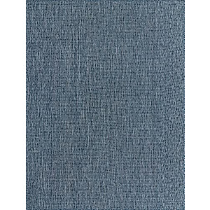 Unique Loom Collection Casual Transitional Solid Heathered Indoor/Outdoor Flatweave Area Rug, Rectangular 9' 0" x 12' 0", Blue/Navy Blue