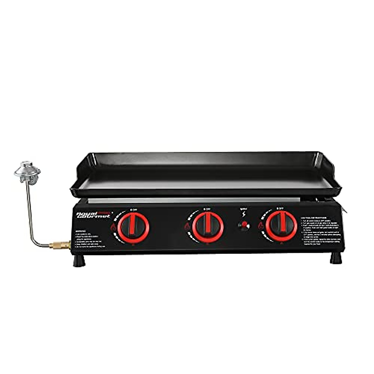 Royal Gourmet PD1303A 24-Inch 3-Burner Portable Tabletop Griddle, 24,000 BTU Propane Gas Grill Tabletop Usa for Patio, Deck, Backyard, Tailgating, Camping and Picnic, Black