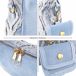 OUUKP Women's Retro Denim Shoulder Bag Quilted Evening Bag,Casual Style Fashion clutch purses with Mini small packet,Handbags with Necklace and Earrings for Party Prom Travel Present,blue