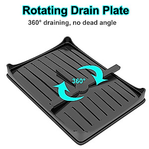 XIYAO Kitchen Dish Dring Rack with Drainboard, 2-Tier in Sink Dish Drying Rack with Utensil Holder for Kitchen Counter, Large Capacity Dish Strainers with Water Bottle Drying Rack (Black)