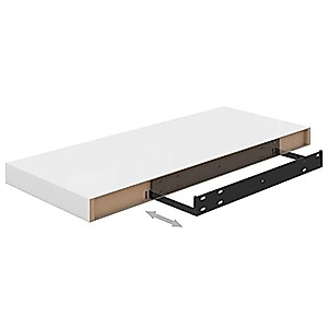 Homvdxl Floating Shelves, White High Gloss Wall Mounted Shelf with Invisible Brackets Book Plant Display Rack Storage for Bathroom Living Room Bedroom Entryway Hallway, 23.6 x 9.3