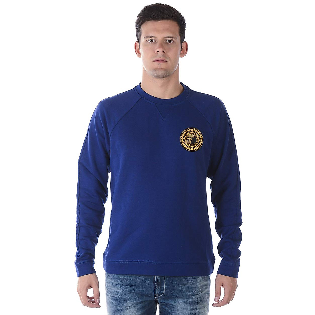 Versace Collection Sweatshirt logo Cotton for men V800687SVJ00358 (as1, alpha, s, regular, regular, Blue, Small)