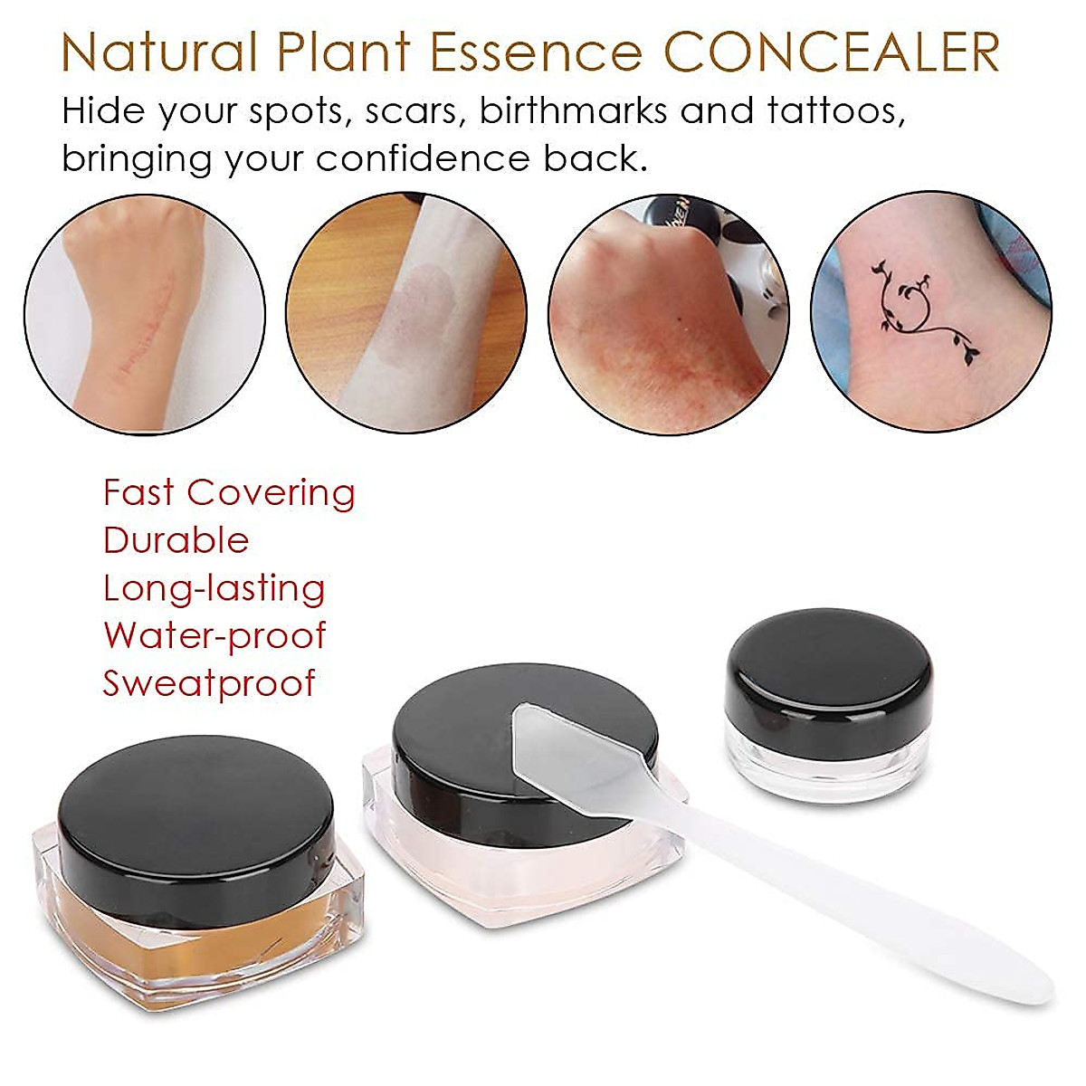 Waterproof Tattoo Cover-Up Makeup Set, Tattoo Skin Cover Concealer Cream for Dark Spots, Scars, Vitiligo, And More - Tattoo Cover-Up Makeup - Use on Body, For Legs