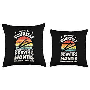 Praying Mantis Gifts Co. Praying Mantis Always Be Yourself Retro 70s Bug Insect Lover Throw Pillow, 16x16, Multicolor