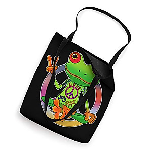 Hippie Frog Peace Sign Yoga Frogs Hippies 70s Tote Bag