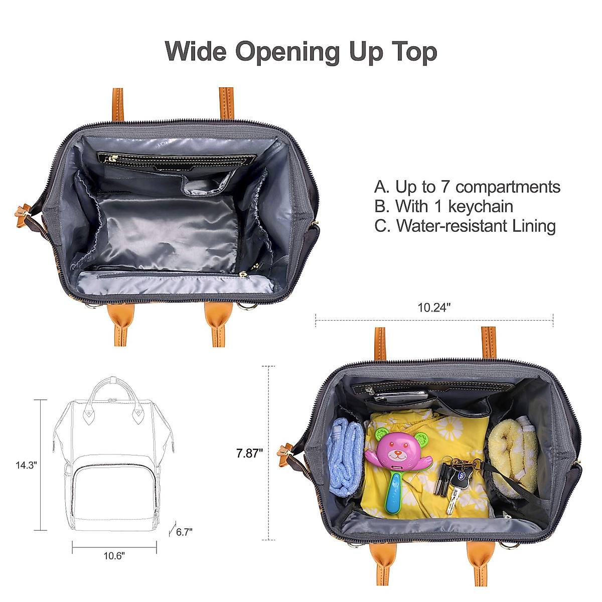 Hafmall Diaper Bag Backpack, Leather Baby Bag for Mom and Dad, Mini Diaper Backpack with Changing Pad and Stroller Hooks, Stylish Mommy Bag for Travel, Baby Registry Search, Brown