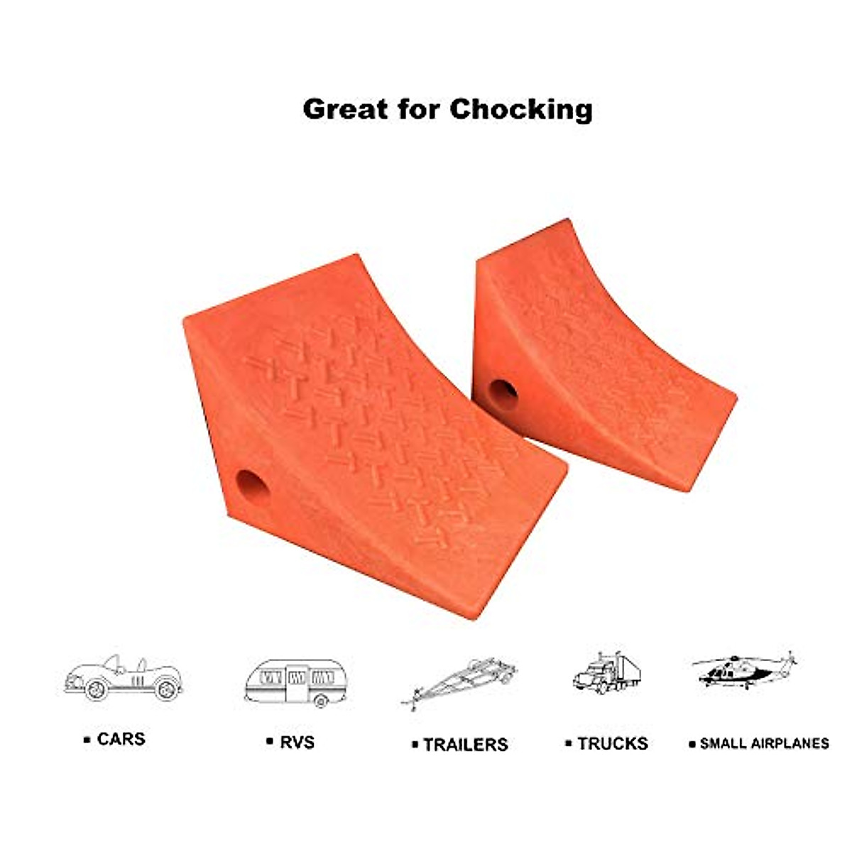 HOXWELL 2 Pack RV Leveling Blocks Wheel Chocks, Premium Heavy Duty Vehicle Wedge Design and Garage Grip Bottom for Travel Trailers, Camper, Truck, Car and ATV Orange 2 Pack