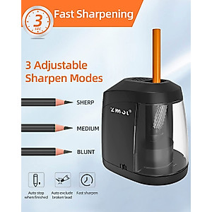 ZMOL Electric Pencil Sharpeners Battery Operated, Pencil Sharpener for Colored Pencils, Auto Stop for No.2/Colored Pencils(6-8mm),School/Classroom/Office(USB Cable Included)
