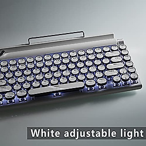 Rosvola Mechanical Keyboard, Ergonomic 83 Keys Blue Switch Round Keycaps Gaming Keyboard for Laptop (White)