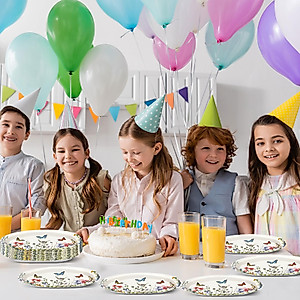 50Pcs Wildflowers Oval Plates Floral Butterfly Paper Plates 9.4*11.6inch Large Disposable Platter for Easter Spring Summer Flowers Blossom Bridal Baby Shower Wedding Birthday Party Supply Decor