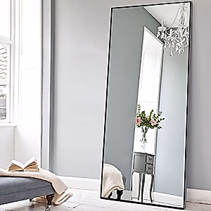 KIAYACI Full Length Mirror Oversized Floor Mirror with Stand Bedroom Dressing Mirror Full Body Wall Mirror (Black, 71" x 24")