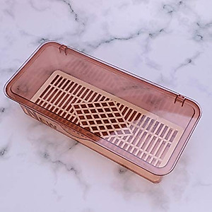 Storage Box for Silverware：Cabilock Plastic Chopsticks Storage Drainer Flatware Tray Kitchen Drawer Organizer Silverware Box With Lid Dust Proof Dinnerware Holder Silverware Utensil Cutlery Tableware Spoon Forks Storage Box brown