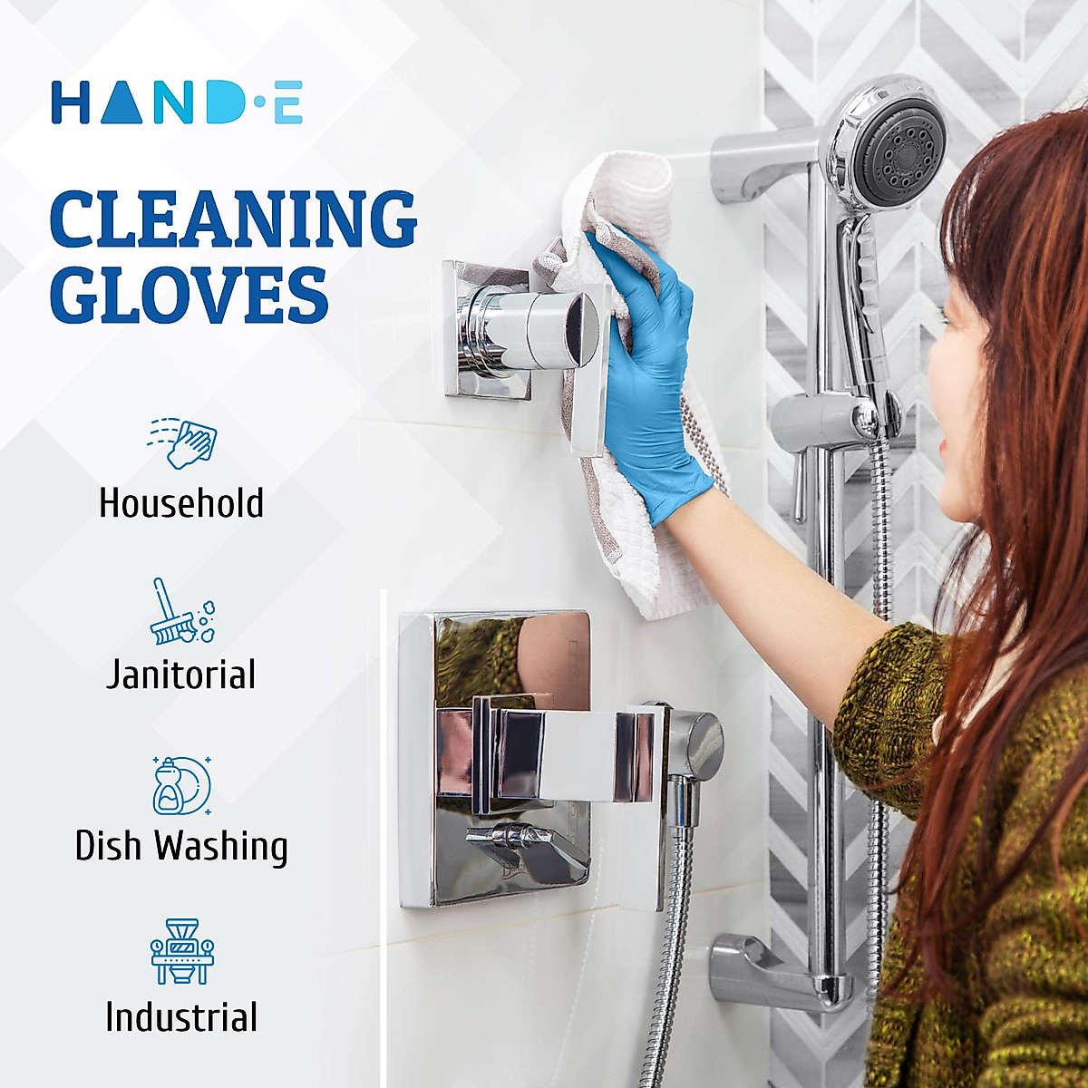 Hand-E Touch Blue Nitrile Disposable Gloves X Small 100 Count - Latex Free Medical Exam Gloves, Powder Free Food Safe Cooking Gloves