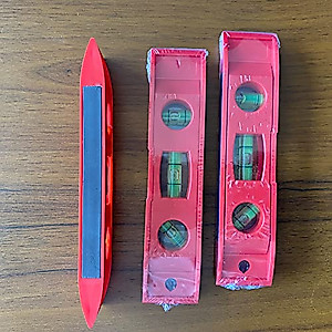 3 PCS Magnetic Torpedo Level, 6 Inch Bubble Level with 45°/90°/180° Bubbles, Shock Resistant Magnetic Level Tool for Measuring