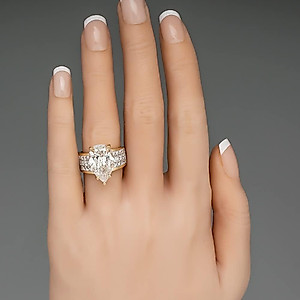 925 Sterling Silver Ladies Classic Elegant Pear Shape Diamond Ring 18K Rose Gold Plated Square Cut AAA Cubic Zirconia Ring Ladies 925 Engagement Wedding Ring Sizes 6-10 604 (8)