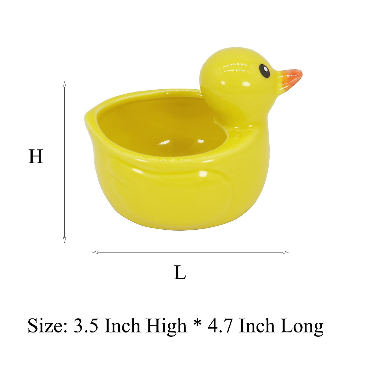 Gemseek Cute Duck Succulent Planter Pot with Drainage Tray, Yellow Ceramic Cactus/Flower Container, Animal Bonsai Holder for Indoor Plants