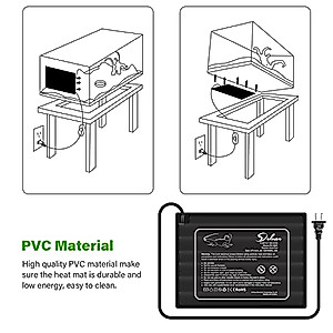 Simple Deluxe 6 X 8 Inch 8W Reptile Heating Pad Under Tank Heater Terrarium Warmer Heat Mat for Amphibians and Reptiles Pet, Black