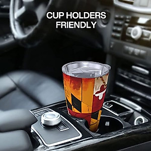 WXZYFP Car cup (single silver rim), can use a straw or drink directly, easy to use.vintage wooden maryland flag