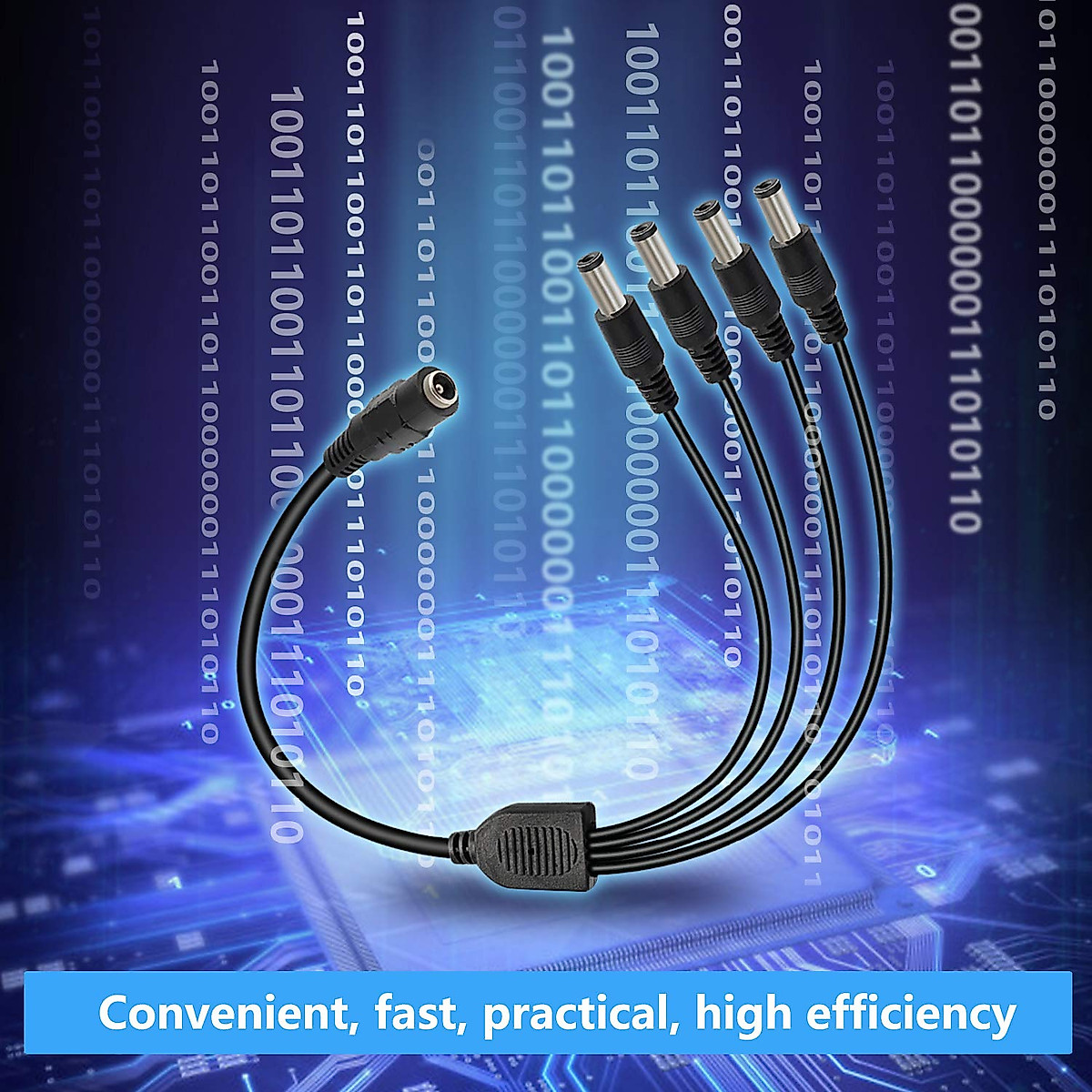 SAISN DC Power Y Splitter Cable 1 Female to 4 Male Plug for CCTV Camera (1 to 4)