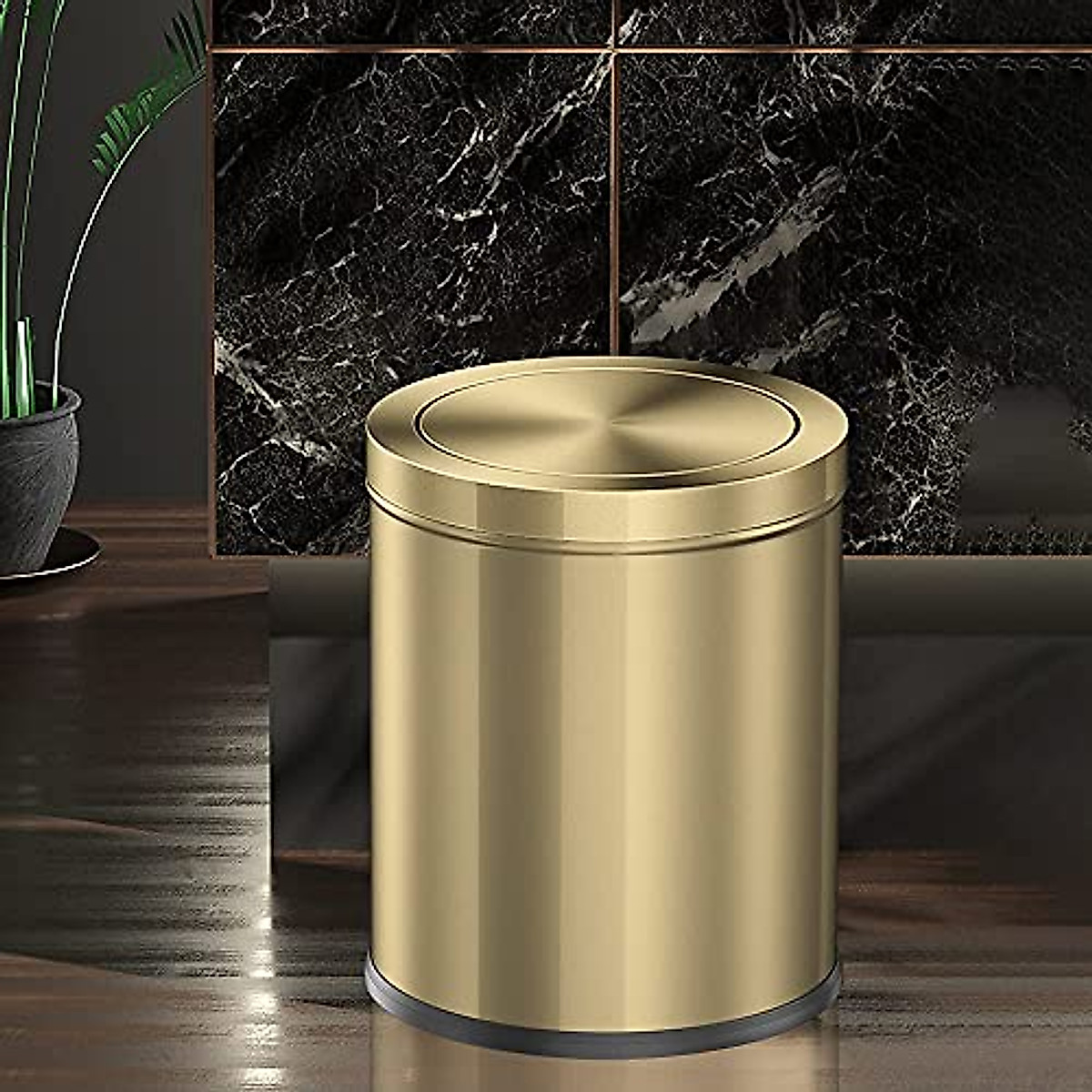 keling 15L/4gallon, Stainless Steel Trash can,Bathroom Garbage can with lid,Trash Can with Flipping Lid, Garbage cans for Kitchen,Living Room. Metallic Gold (Gold)