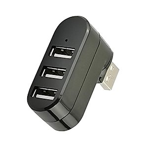AYECEHI USB Port Splitter, USB 3 Port Compact Portable Rotatable HUB, USB Hub Dock [90°/180° Degree Rotatable] for PC Laptop Notebook and More - Black