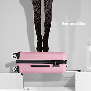 Kono 20'' Carry on Luggage Lightweight with Spinner Wheel TSA Lock Hardside Luggage Airline Approved Carry on Suitcase Pink