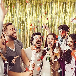 2 Pack 3.2ft x 8.2ft Gold Tinsel Backdrop,Metallic Foil Fringe Curtains Party Decorations Party Streamers Decor for Party Birthday Graduation Baby Shower Wedding Engagement (Gold)