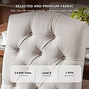 COLAMY Button Tufted Dining Chairs Set of 2, Upholstered Parsons Dining Room Chairs, Fabric Kitchen Side Chair with Nailhead Trim and Wood Legs,Beige