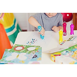 DJECO Dot Painting for Toddlers - Mess-Free Painting Kit - Coloring Starter Kit, Sensory Toys, Non-Stain, Washable Paint Kit w/Reusable Cards, & 4 Foam Markers, Art & Crafts for Kids 18 Months+