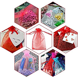 G2PLUS 4''X6 Organza Bags,100PCS 10X15CM Drawstring Organza Jewelry Favor Pouches Wedding Party Festival Gift Bags Candy Bags (Red)