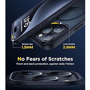 Humixx for iPhone 15 Pro Max Case Magnetic,[14 FT Drop Protection] [Compatible with Magsafe] Translucent Matte Back Slim Shakeproof Protective15 Pro Max Phone Case 6.7'', Black Titanium