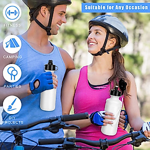 Zubebe 36 Pcs Sports Water Bottles Bulk Bpa-free 20 oz Squeeze Plastic Water Bottle with Nylon Strap Blank DIY Sport Cups for School Team Party Favor Gift Outdoor Football Sport(White)